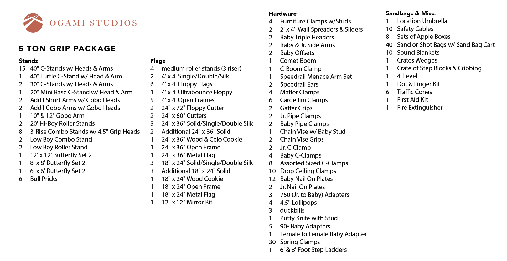 Rentals - Ogami Studios New York